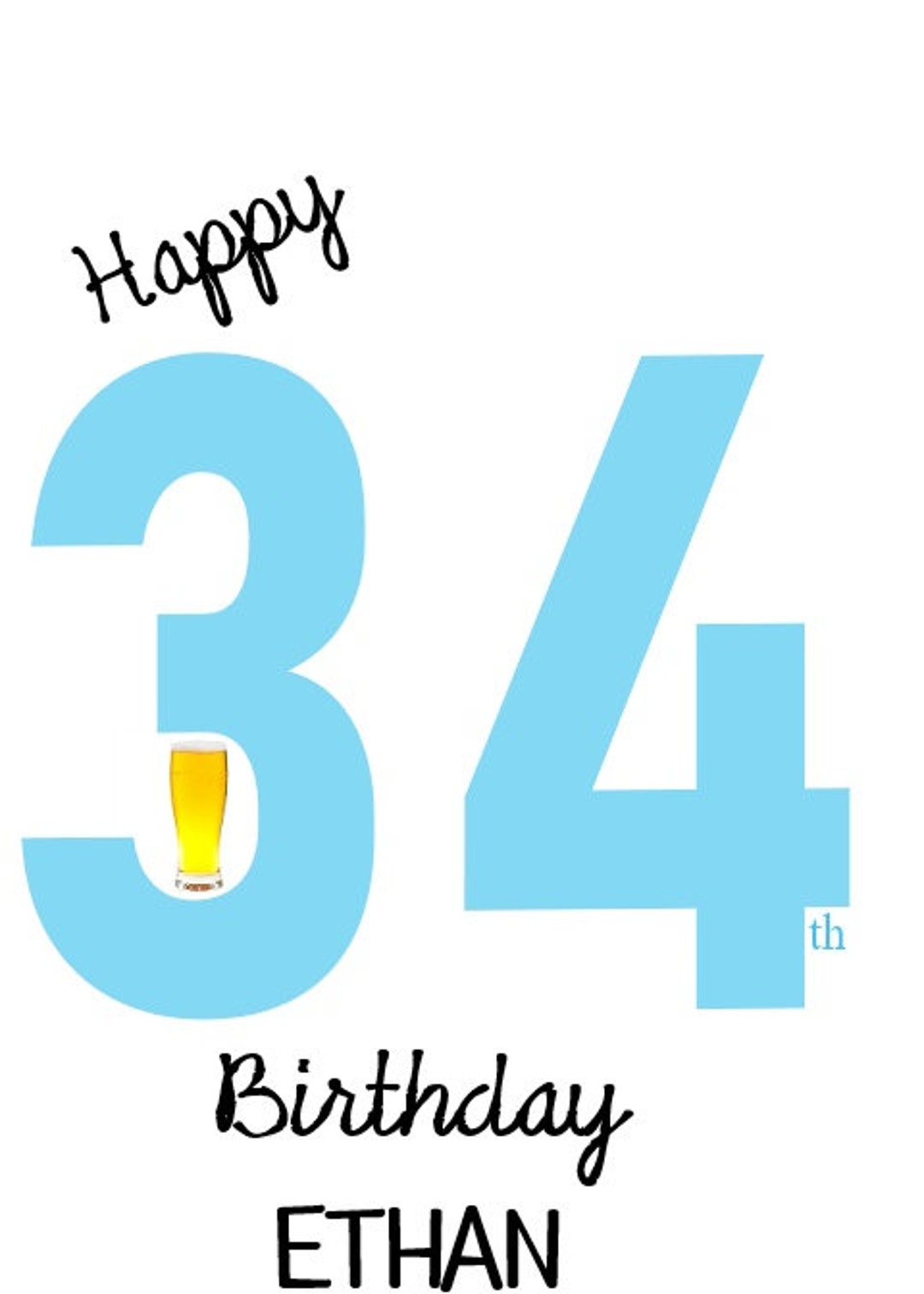 Personalised 34th Birthday Card for Him 34 Thirty Four - Etsy