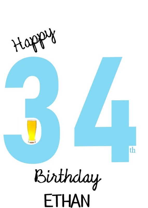 Personalised 34th Birthday Card for Him 34 Thirty Four - Etsy