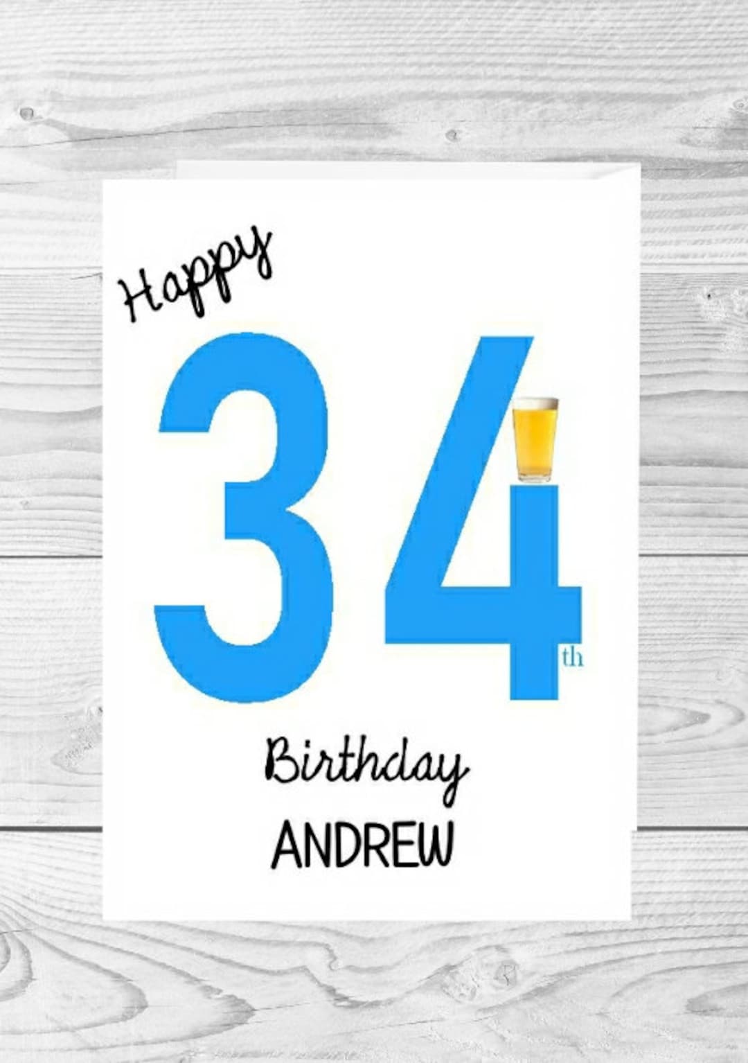 Personalised 34th Birthday Card for Him - 34 - Thirty Four Years Old ...