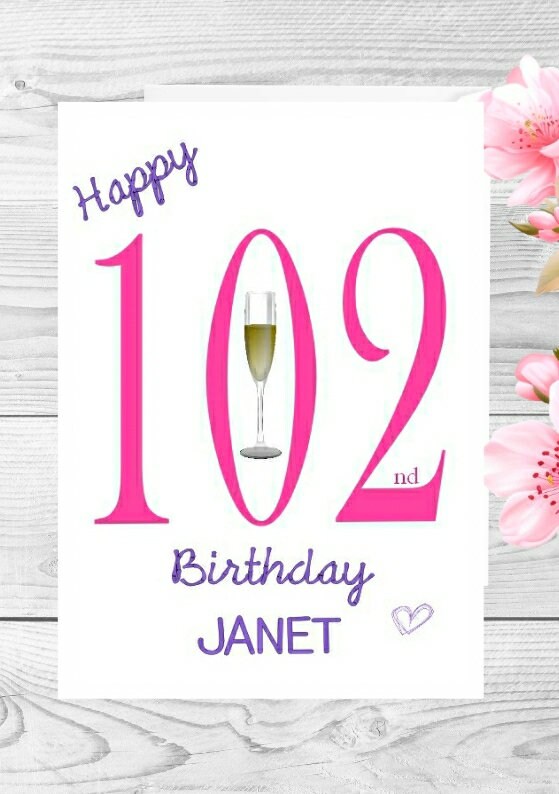 Personalised 102nd Birthday Card for Her - 102 - One Hundred and Two ...