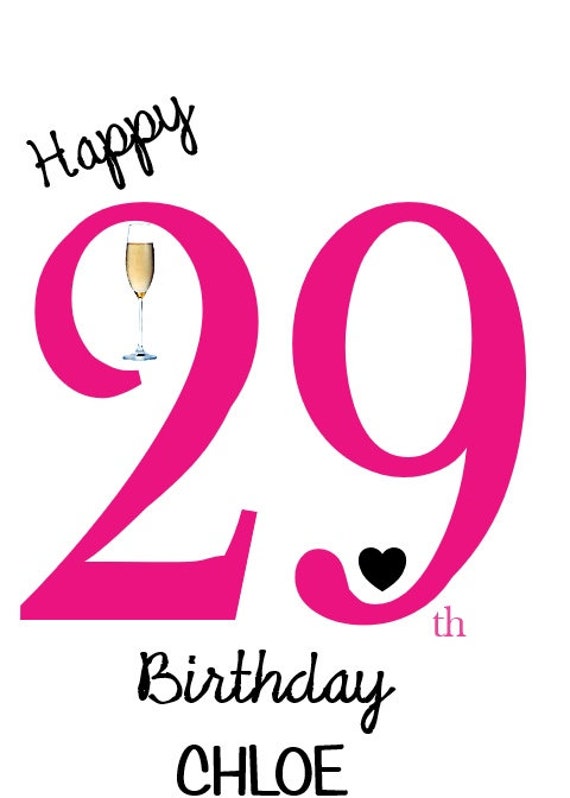 Personalised 29th Birthday Card for Her 29 Twenty Nine - Etsy