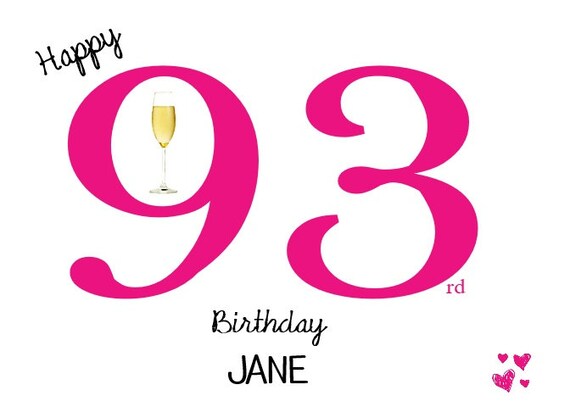 Personalised 93rd Birthday Card for Her 93 Ninety Three - Etsy