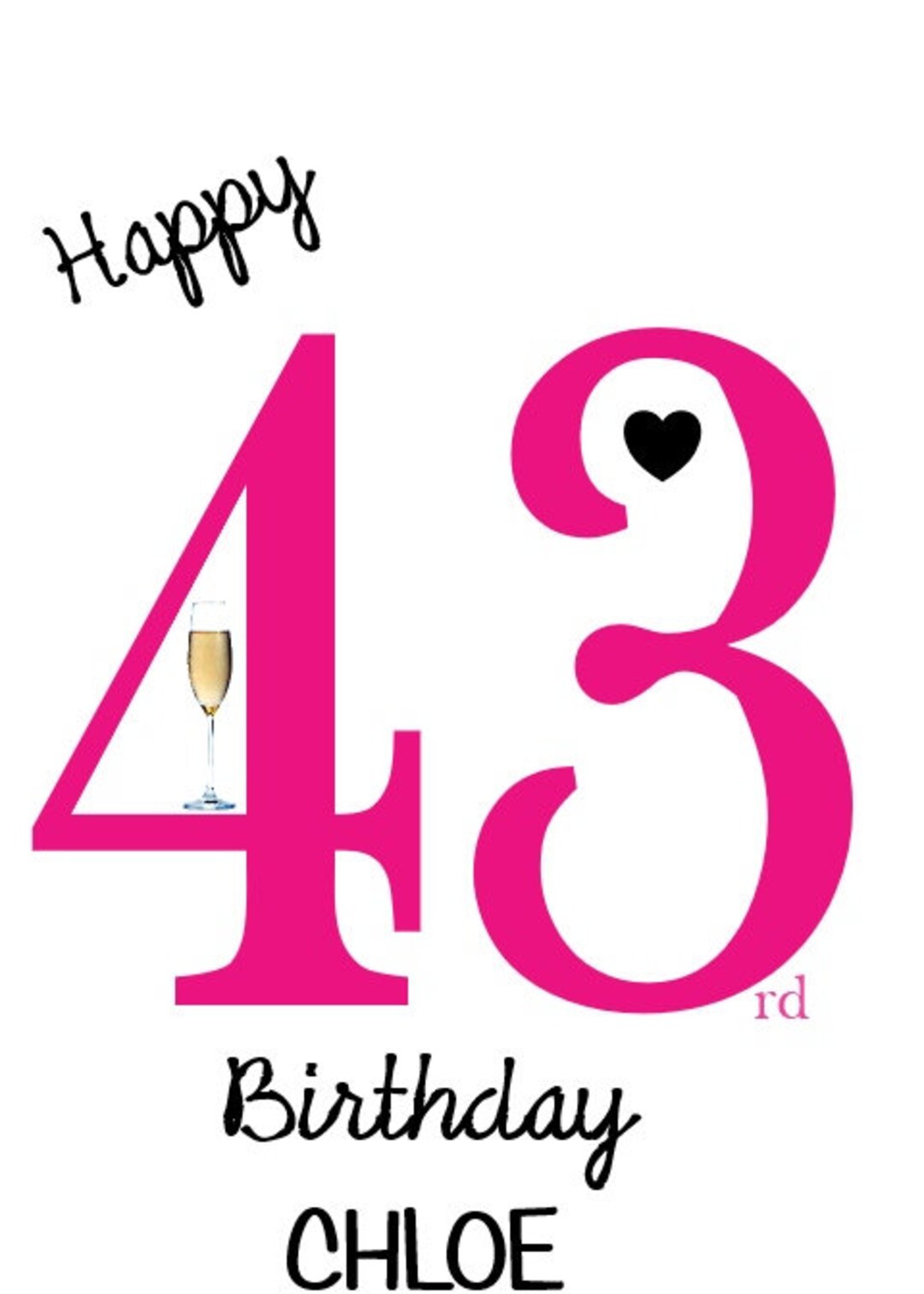 Personalised 43rd Birthday Card for Her 43 Forty Three - Etsy
