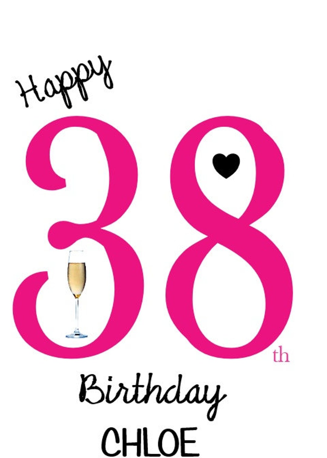 Personalised 38th Birthday Card for Her 38 Thirty Eight - Etsy