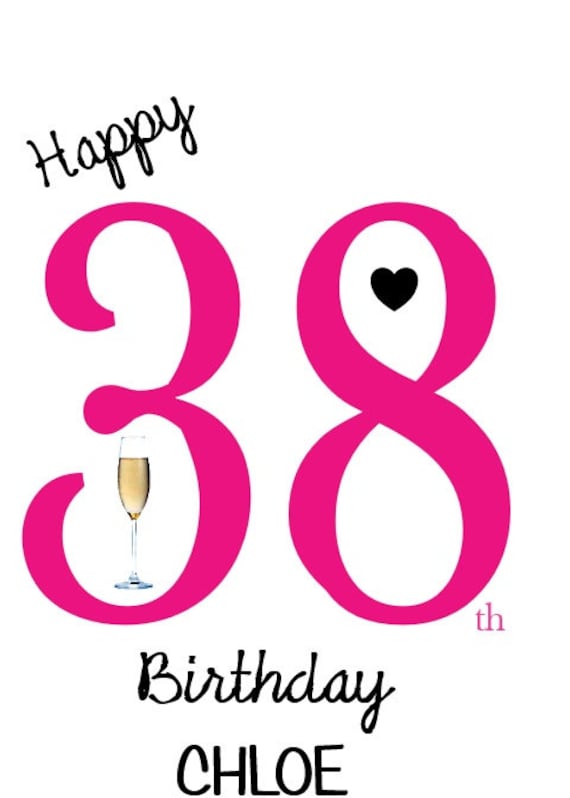 Personalised 38th Birthday Card for Her 38 Thirty Eight - Etsy