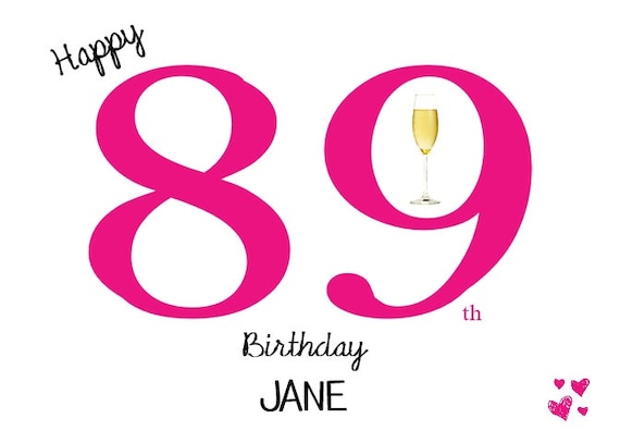 Personalised 89th Birthday Card for Her 89 Eighty Nine - Etsy