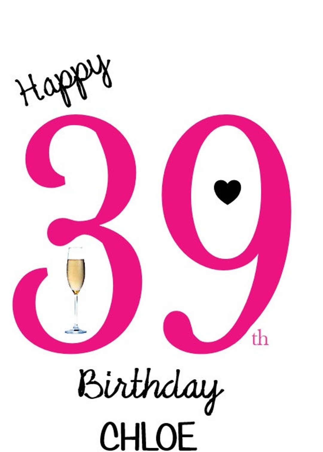 Personalised 39th Birthday Card for Her 39 Thirty Nine - Etsy