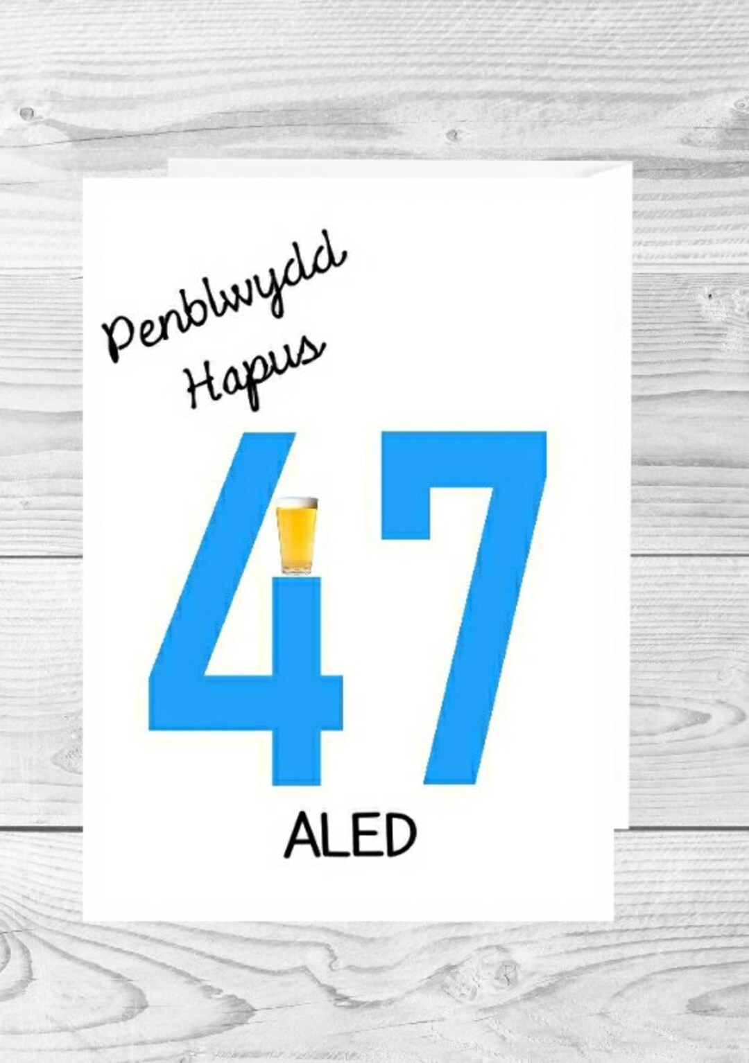 Personalised Welsh 47th Birthday Card for Him Penblwydd Hapus Age 47 ...