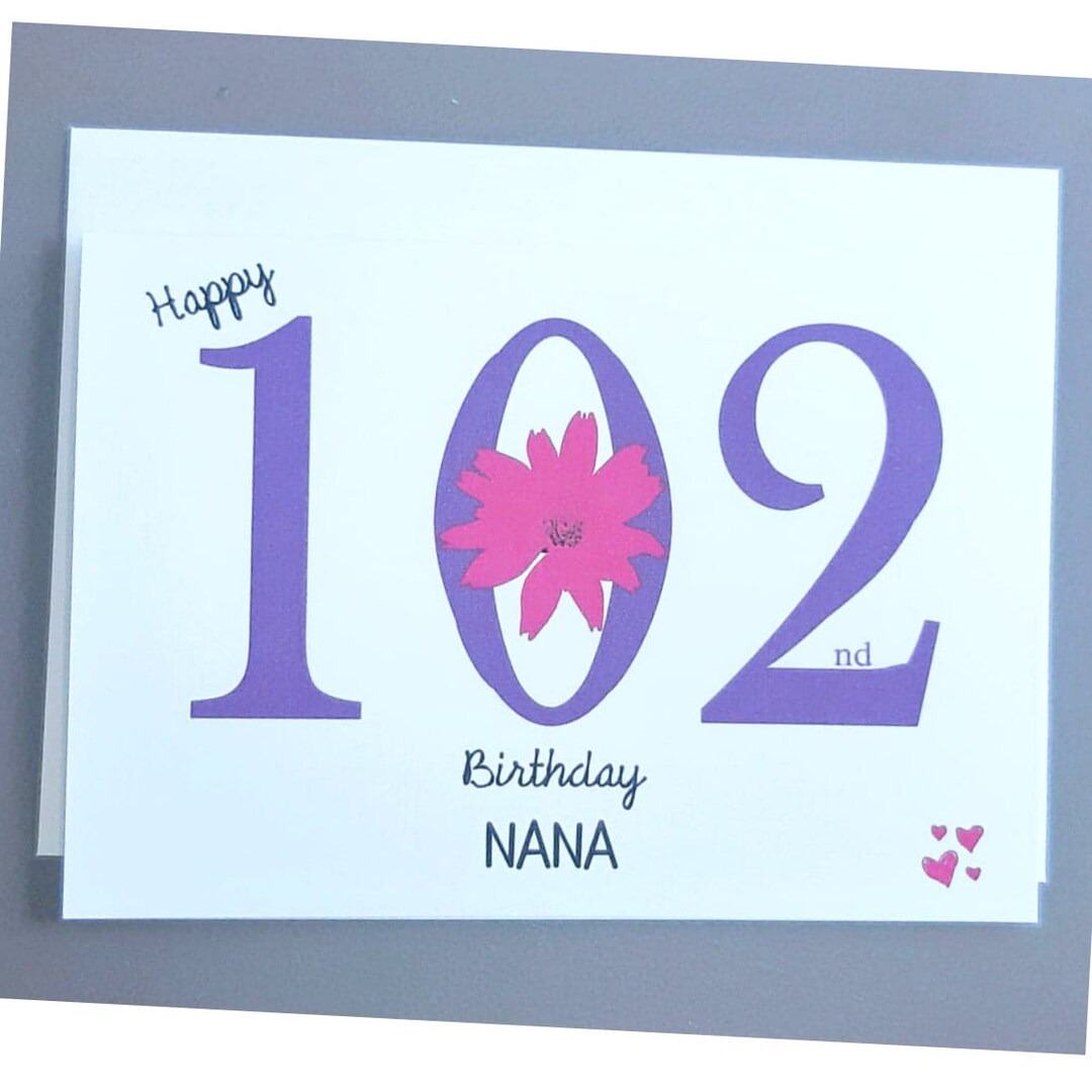 Personalised 102nd Birthday Card for Her 102 One Hundred - Etsy