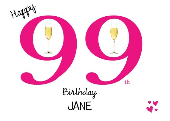Personalised 99th Birthday Card for Her 99 Ninety Nine - Etsy