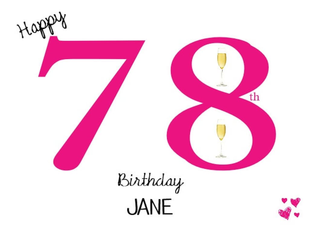 Personalised 78th Birthday Card for Her 78 Seventy Eight Years Old Wife Partner Mum Mother ...