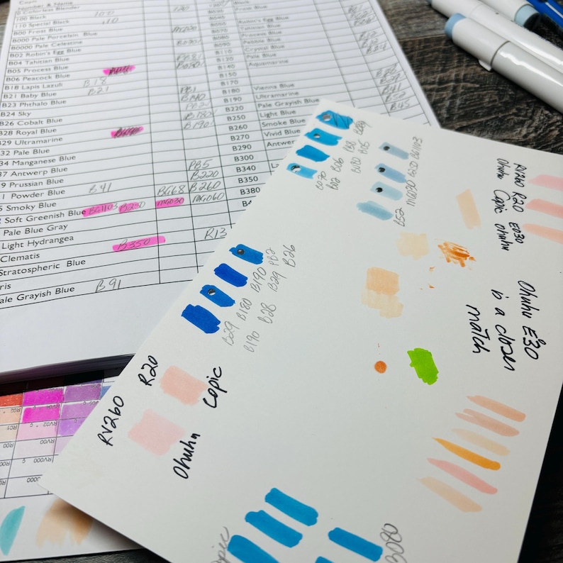Letter Size Copic Ohuhu Honolulu Cross Reference Chart or Conversion ...
