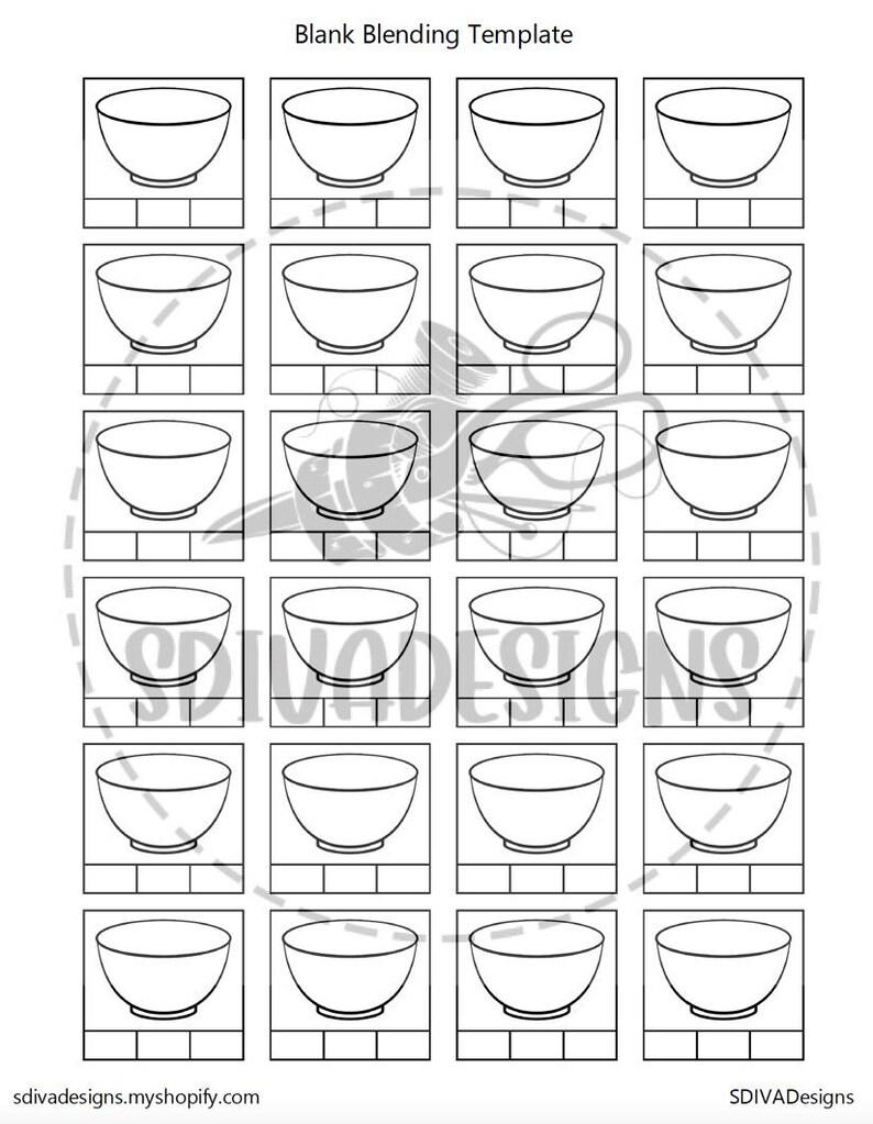 Blank Swatching or Blending Template for Ohuhu, Copic, Olo, Spectrum ...