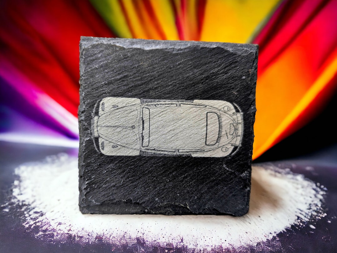 Ariel View of a Volkswagen Beetle Engraved Slate Coaster Professionally ...