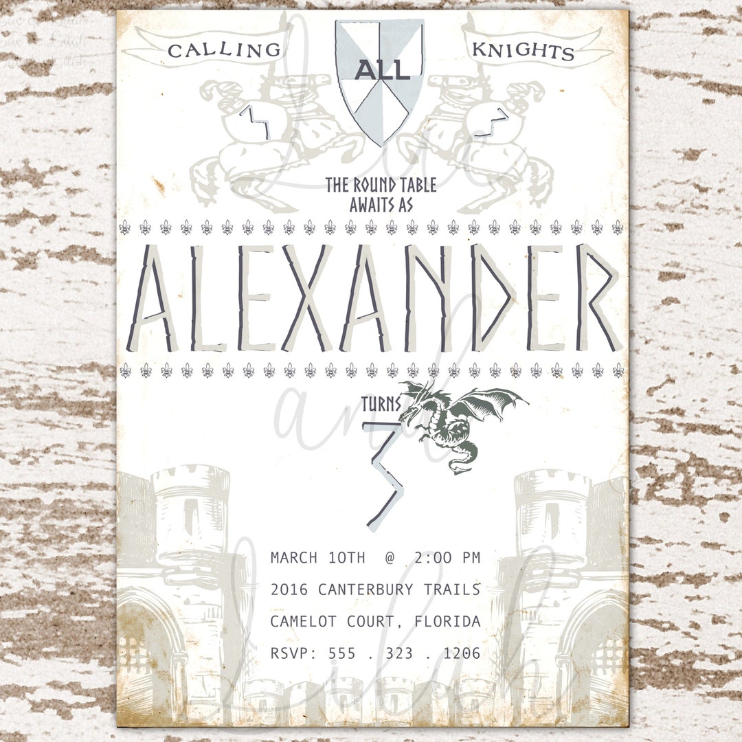 Knights Invitation / Medieval Invitation / Round Table Invitation ...