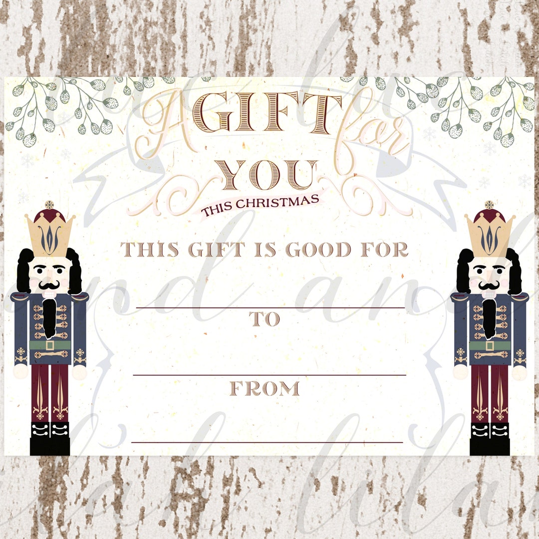 Printable Nutcracker Gift Card / Printable Nutcracker - Etsy