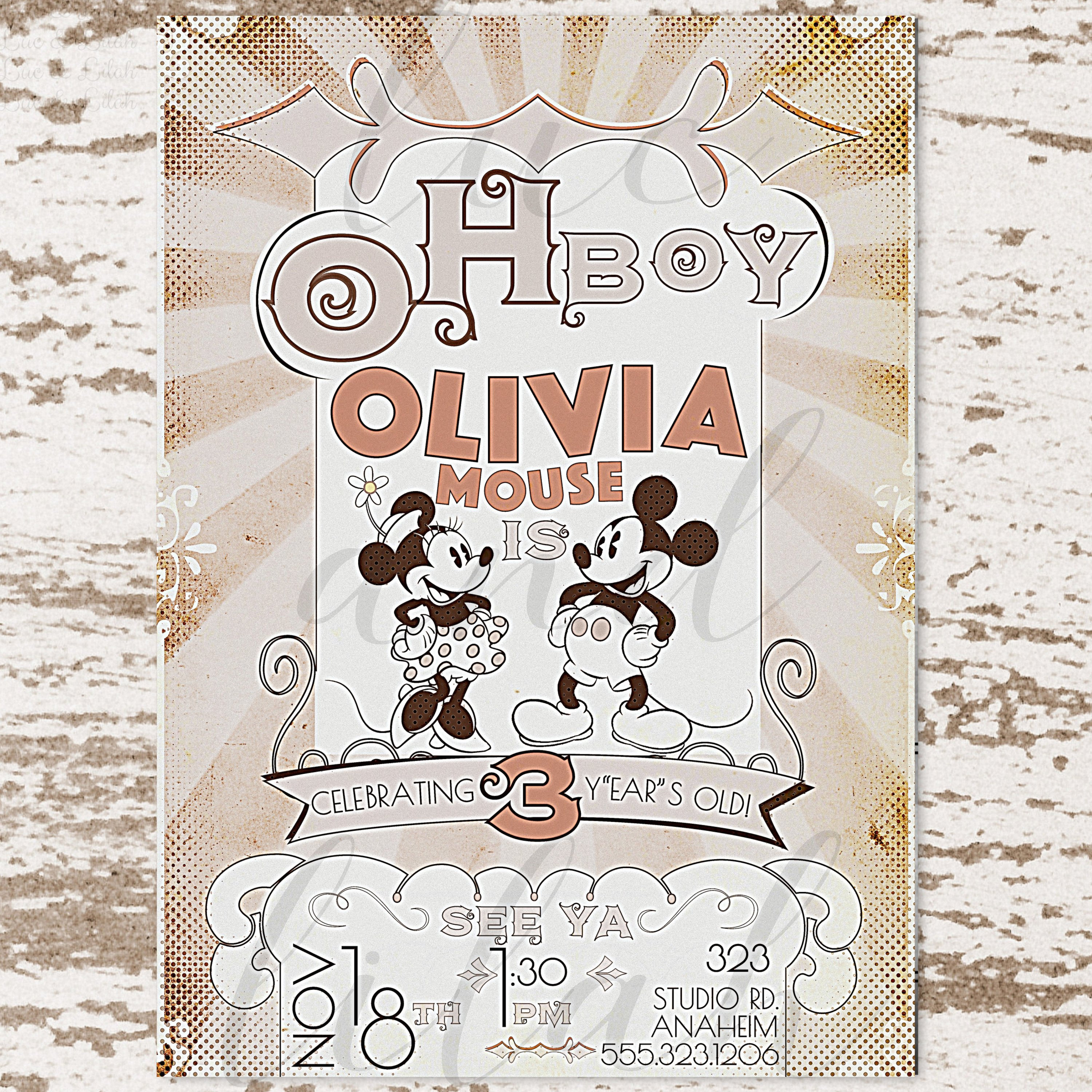Vintage Mickey and Minnie Mouse Poster Invitation / Vintage | Etsy