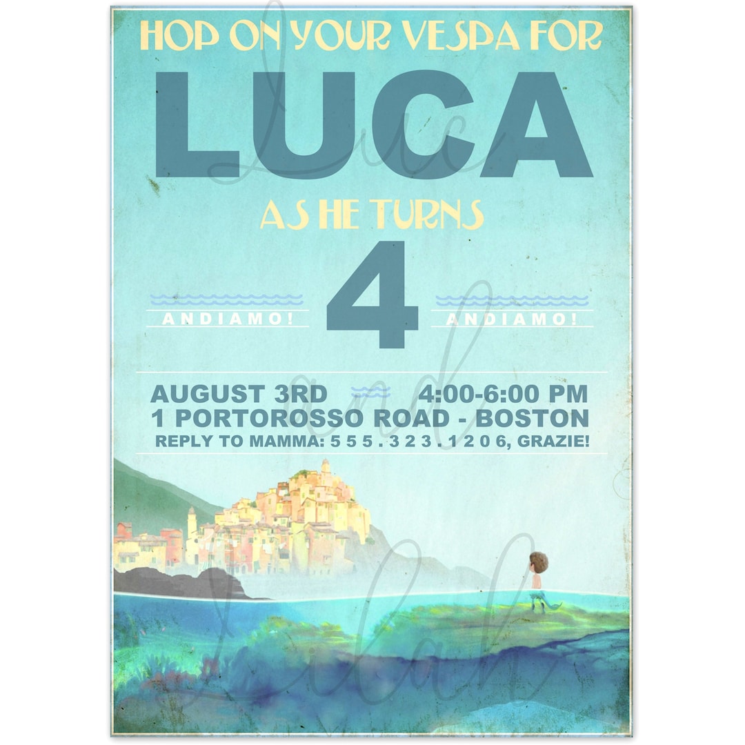 Luca Invitation / Disney Luca Invitation / Italian Luca Party ...