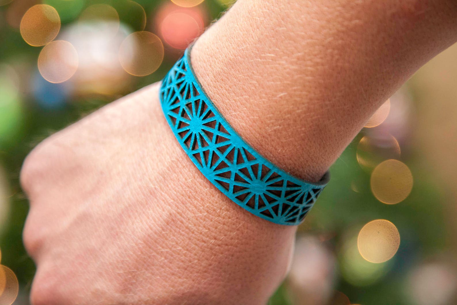 Geometric Laser Cut Leather Bracelet Men's Leather | Etsy