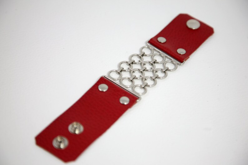 Fancy Leather Bracelet Cuff With Metal Chain Detail, Leather Cuff, Gift ...