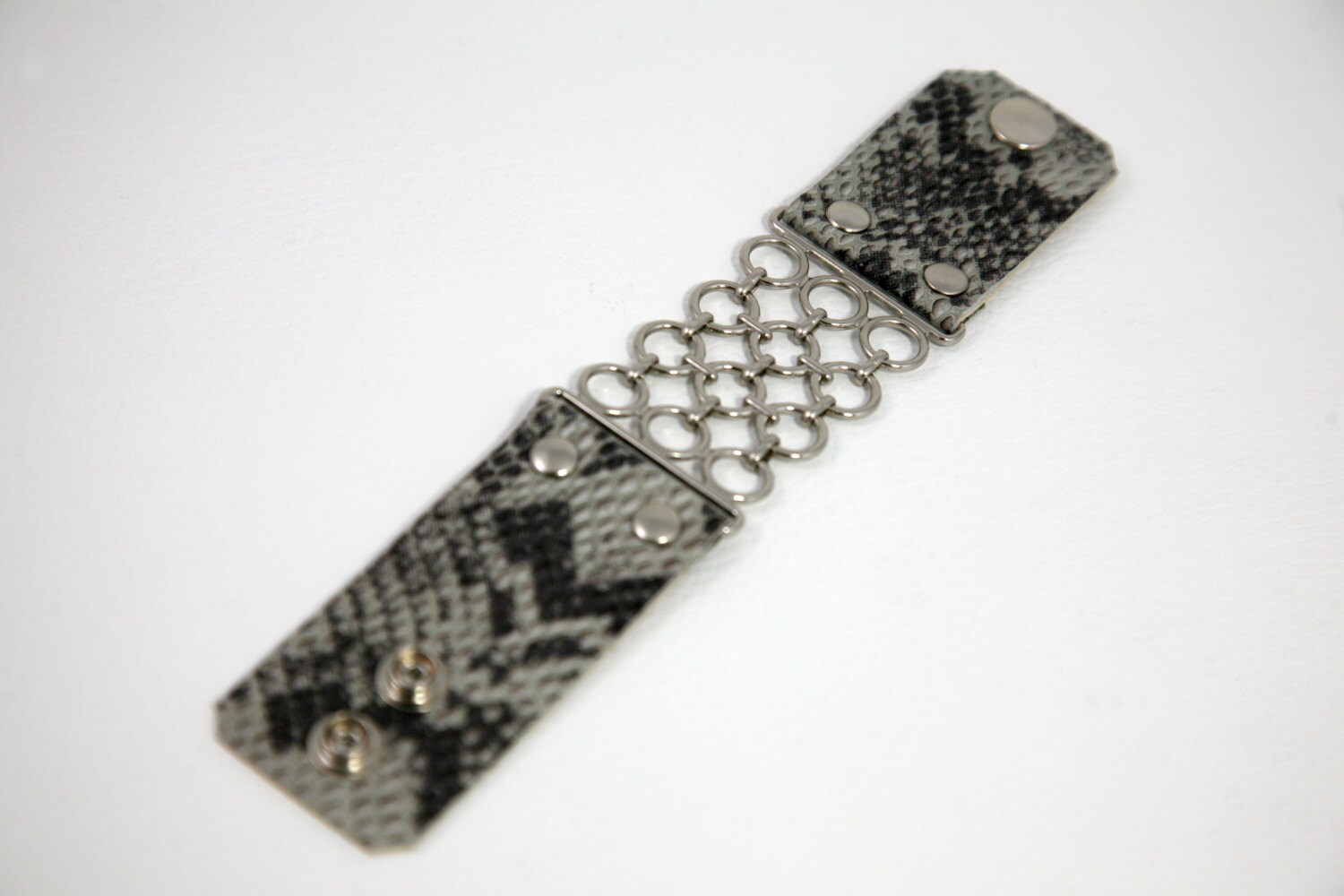 Fancy Leather Bracelet Cuff With Metal Chain Detail, Leather Cuff, Gift ...