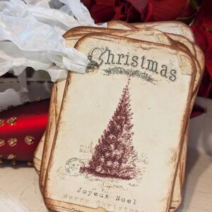 Christmas Gift Tags Holiday Tags Santa Gift Tags Set of 8 Joyeux Noel ...