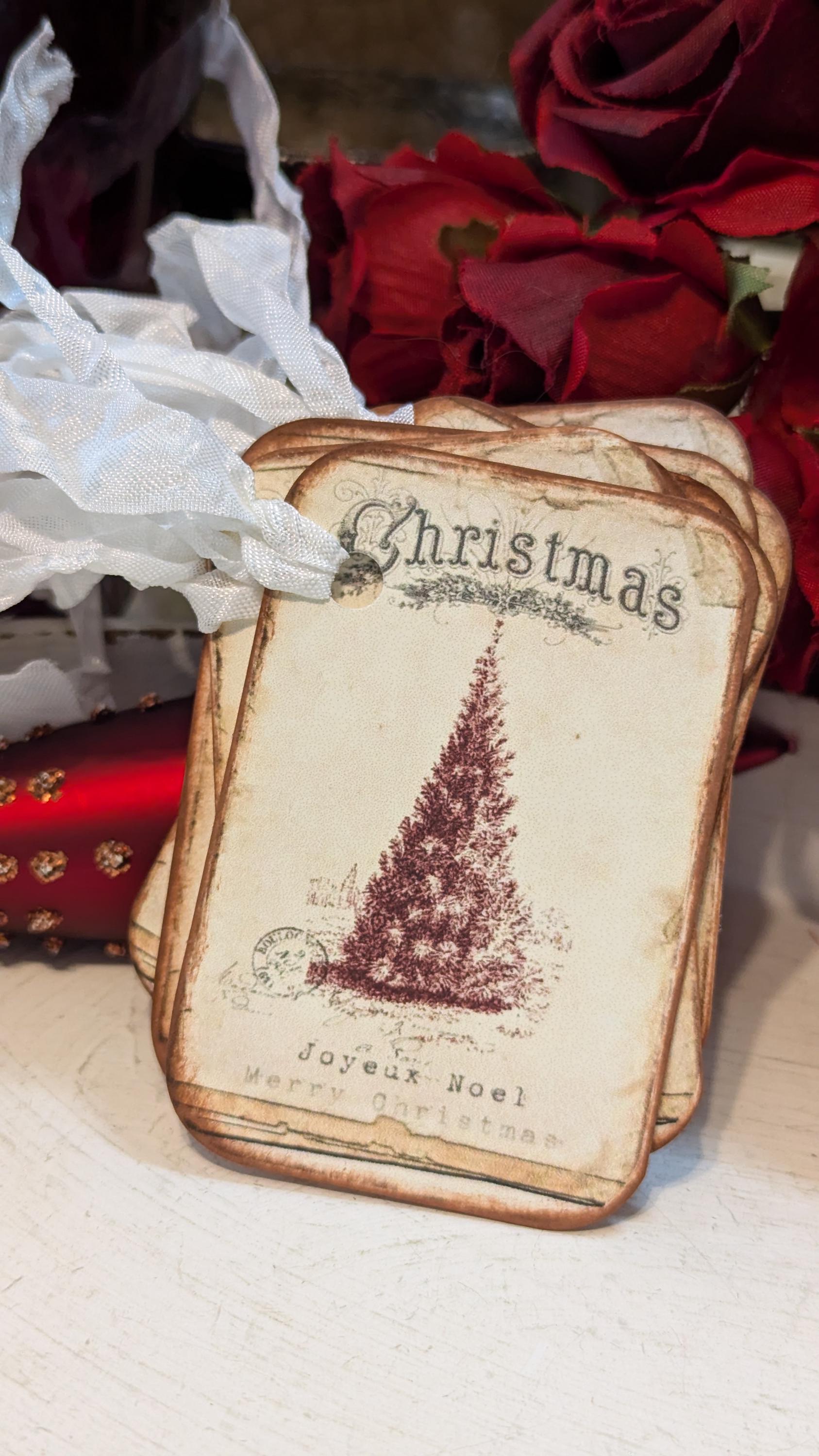 Christmas Gift Tags Holiday Tags Santa Gift Tags Set of 8 Joyeux Noel ...