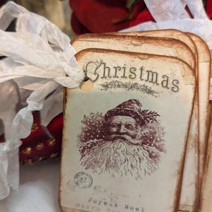 Christmas Gift Tags Holiday Tags Santa Gift Tags Set of 8 Joyeux Noel ...