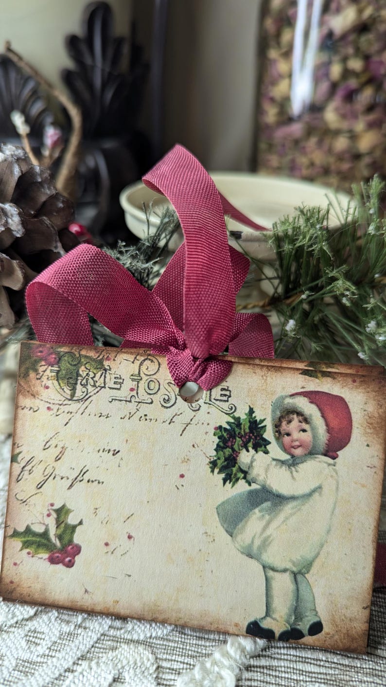 Christmas Gift Tags Set of 8 Vintage Style Christmas Set of Gift Tags ...