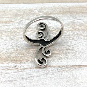 Silver Swirl Ring / Long Scroll Ring / Long Finger Heavy Swirl / Silver ...