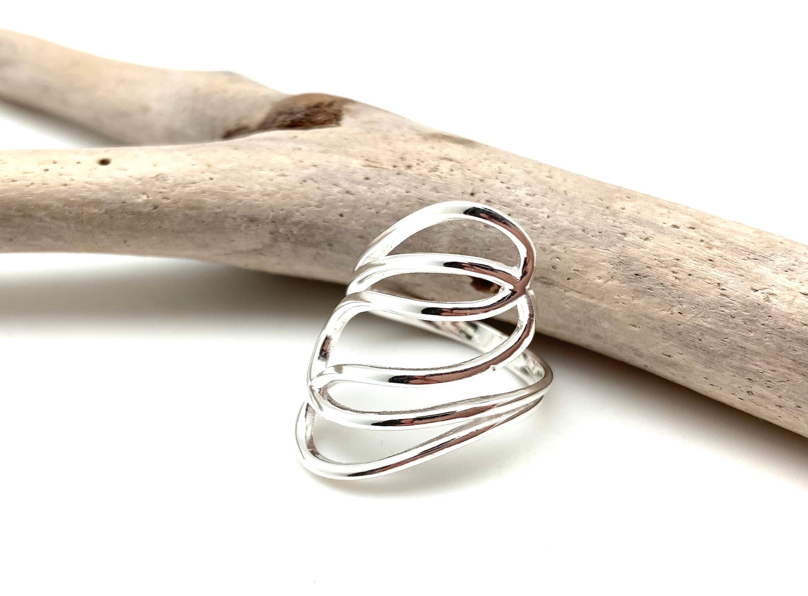 Sterling Silver Swirl Cage Ring, Long Finger Statement - Etsy