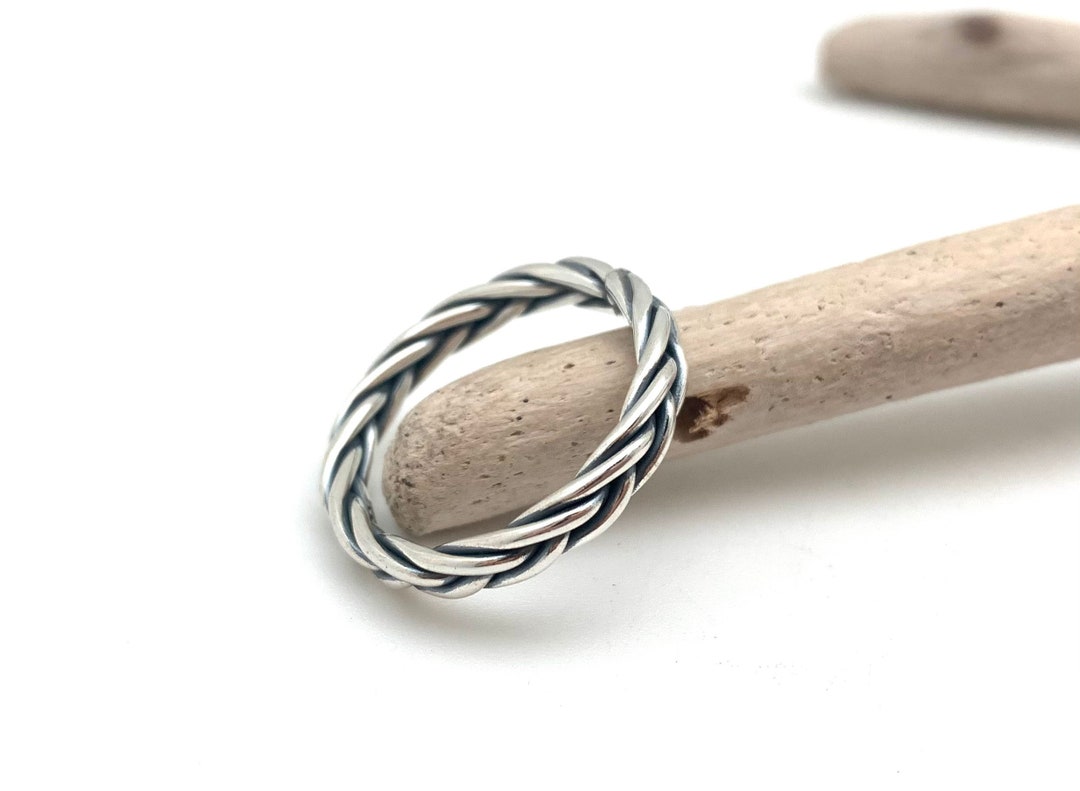 Silver Braided Rope Ring / Simple Braided Ring / Men and Women Ring ...
