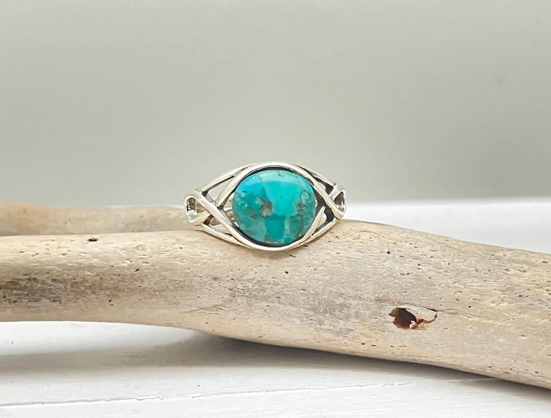 Sterling Silver Celtic Knot Turquoise Ring - Etsy