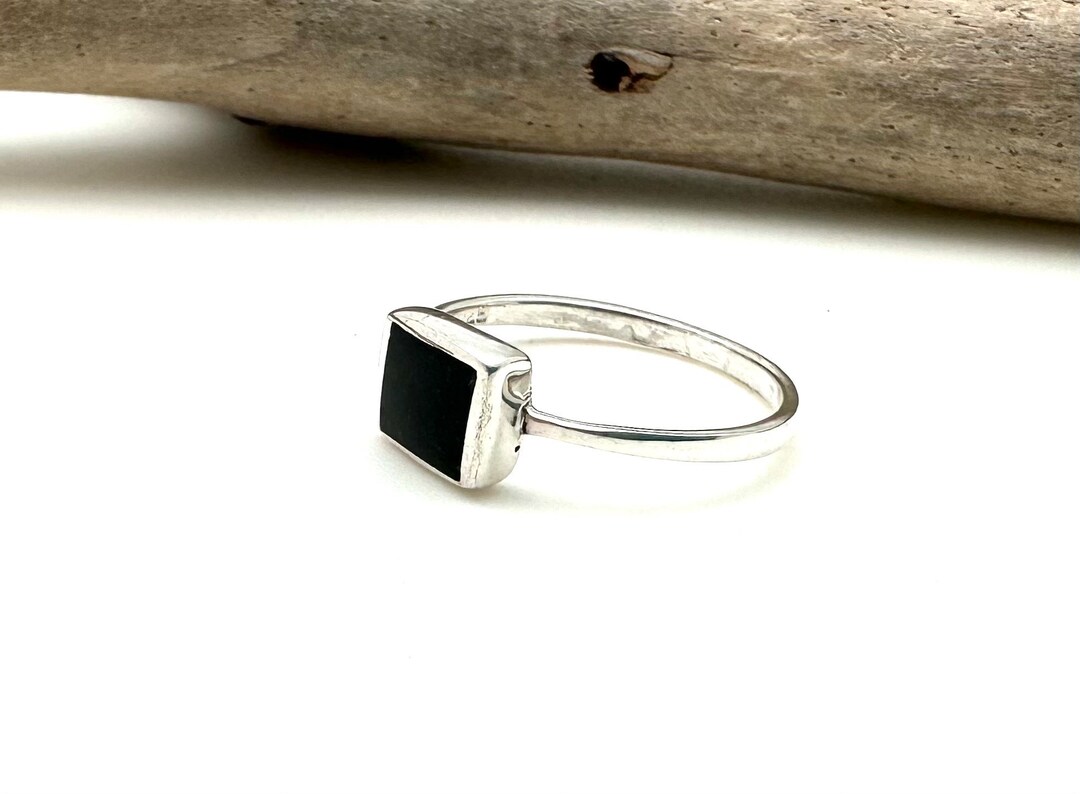 Black Onyx Ring Sterling Silver 6-10 / Onyx Square Ring / Ony Geometric ...