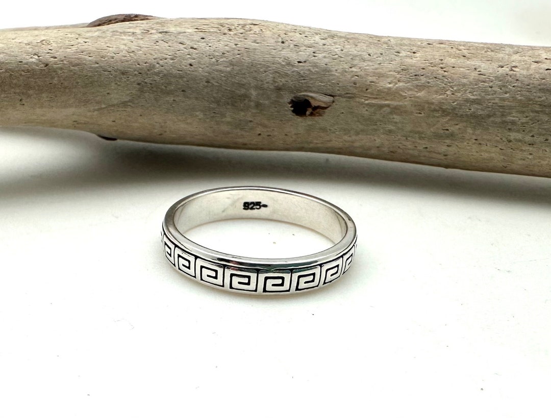 Aztec Symbol Silver Ring 4-10 / Aztec Silver Band / Aztec Design All ...