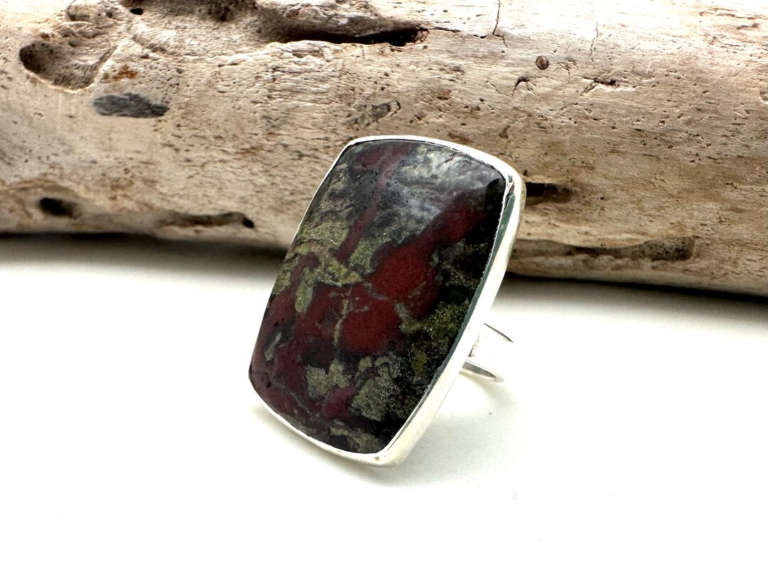 Dragon Blood Agate Adjustable 7 to 9 Ring // Natural Agate Dragon Blood ...