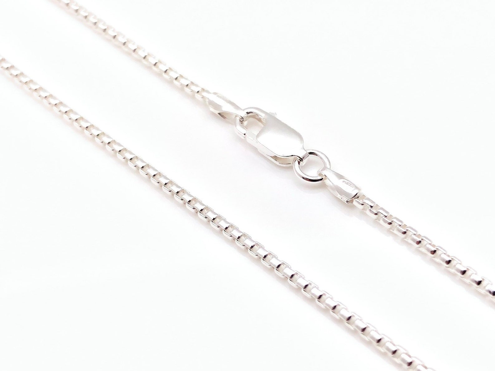 Silver Round Box Chain / 1.5mm Round Box Chain / 16, 18, 20, 22, 24 Box ...