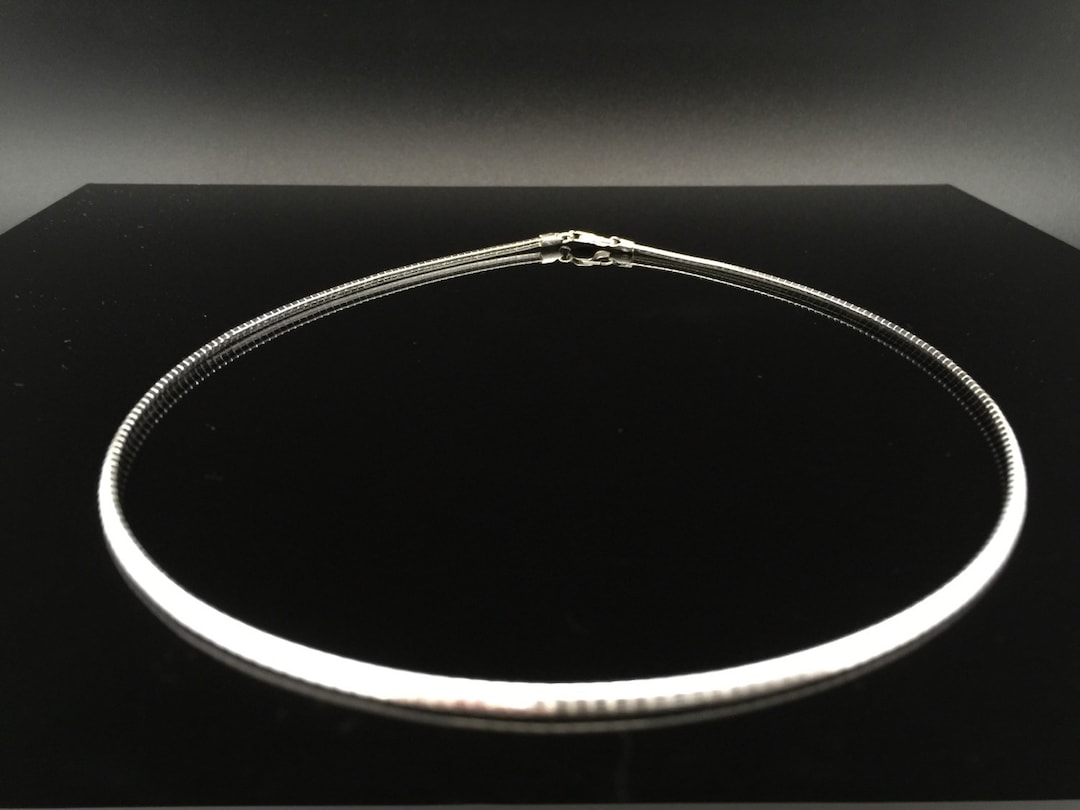 Silver Omega Necklace 3mm 16"// 925 Sterling Silver // Lobster Clasp ...