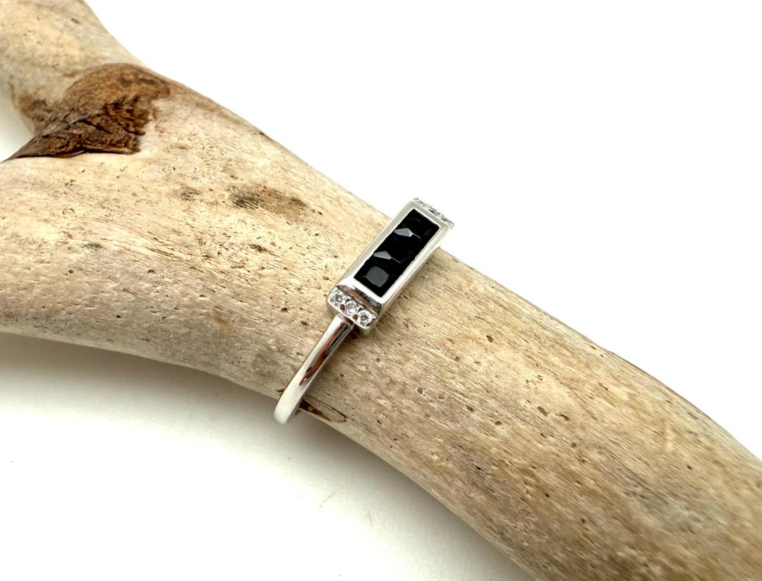 Black Onyx Modern Ring - Minimalist Rectangle - 925 Sterling - Etsy
