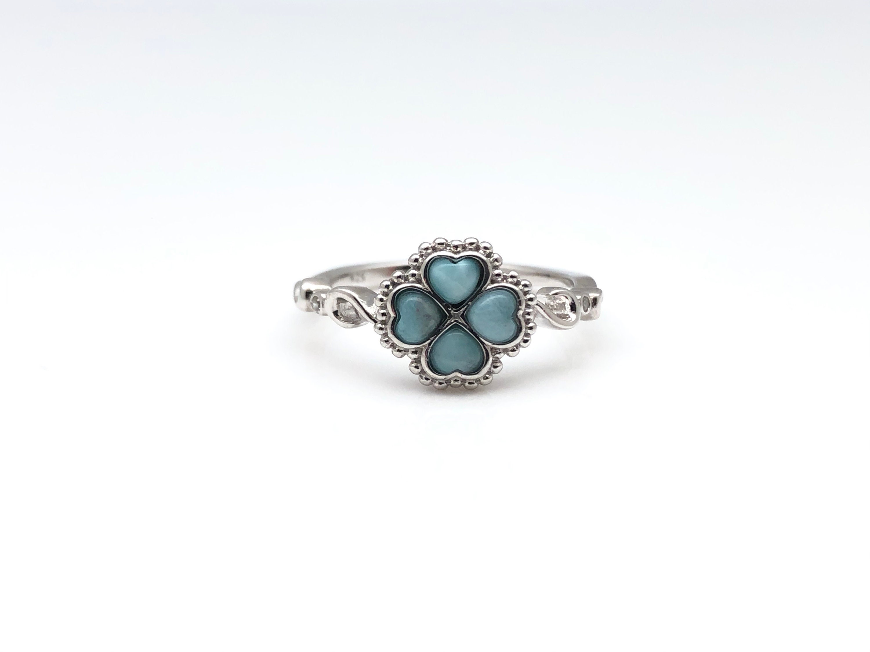 Four Leaf Clover Ring Four Leaf Clover Larimar Ring Size - Etsy