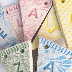 A to Z Pastel Textured Ceramic Bunting Four Colours Each - Etsy