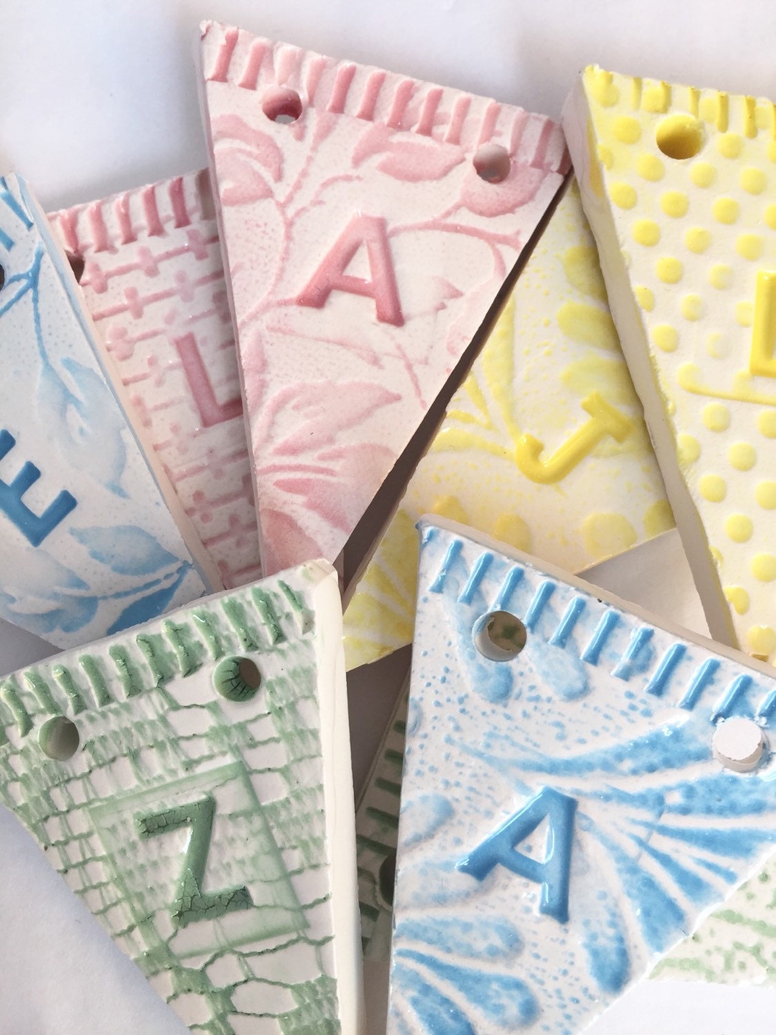 A to Z Pastel Textured Ceramic Bunting Four Colours Each - Etsy