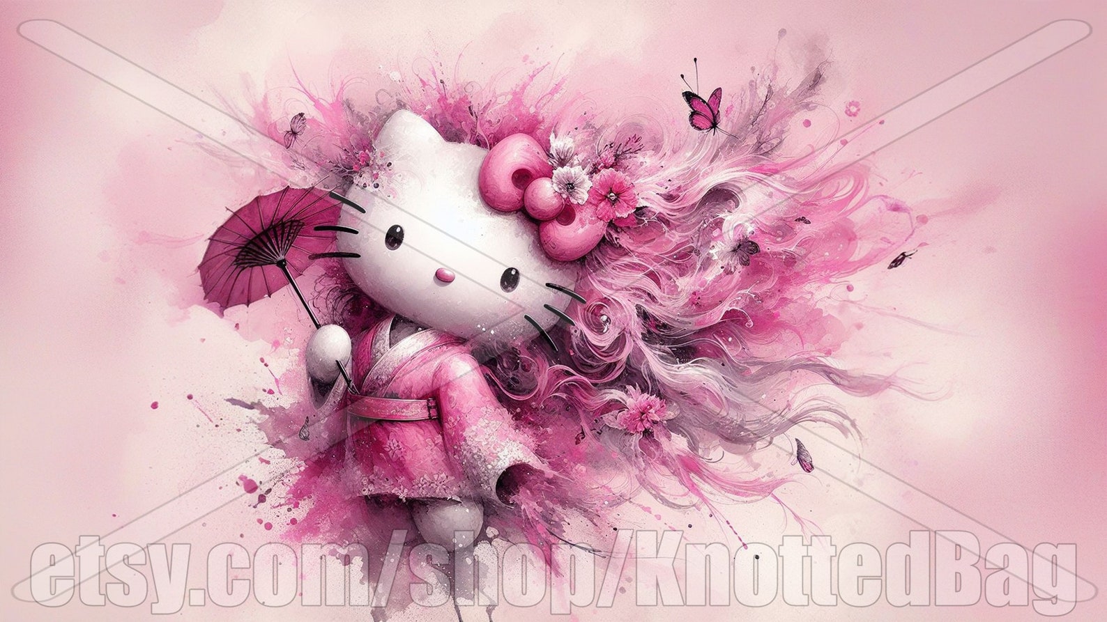 5 Pink Kitty Cat Computer Wallpapers AI Art Digital Download Images ...