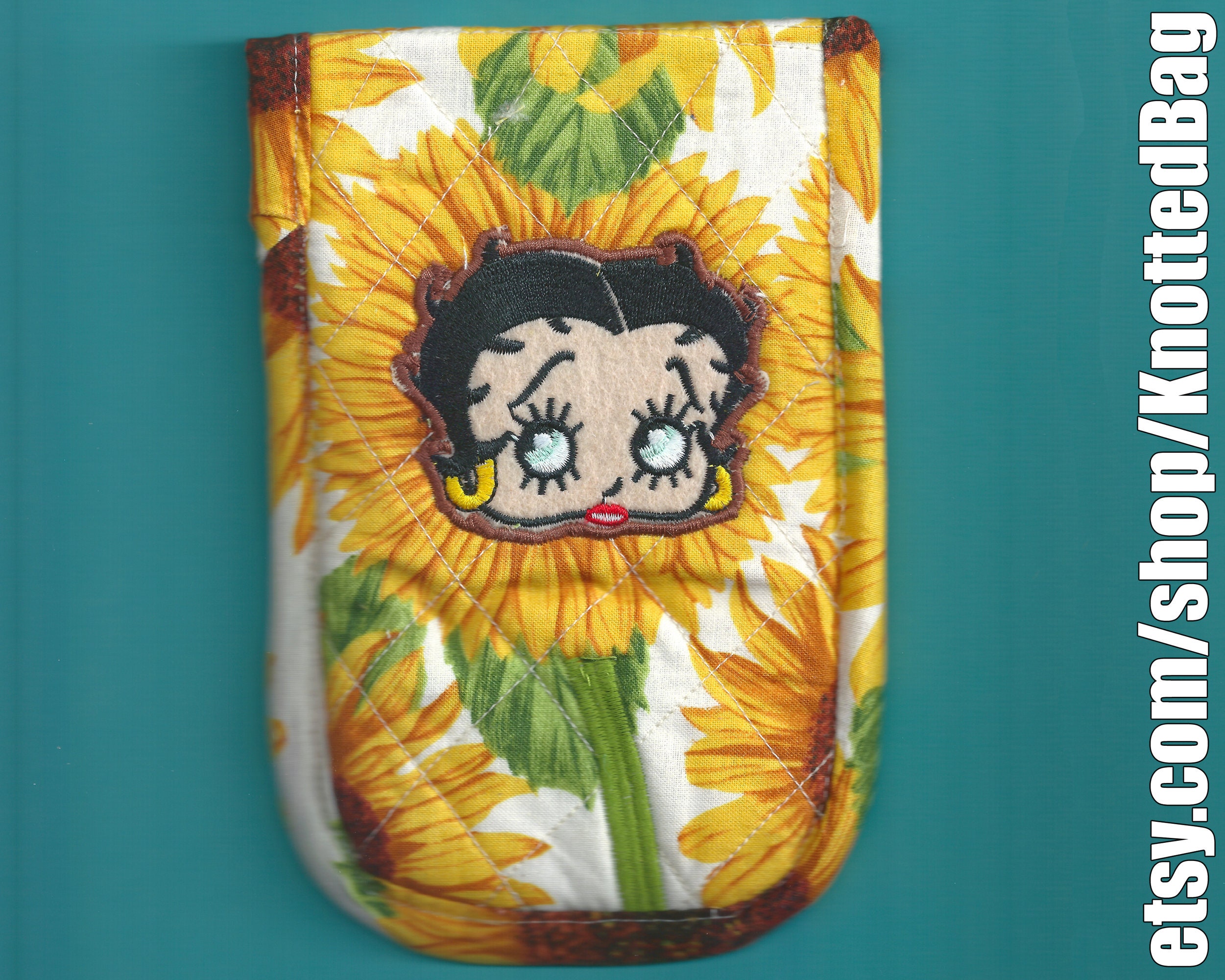 Betty Boop Sunflower Cell Phone Bag Handmade Quilted Fabric - Etsy