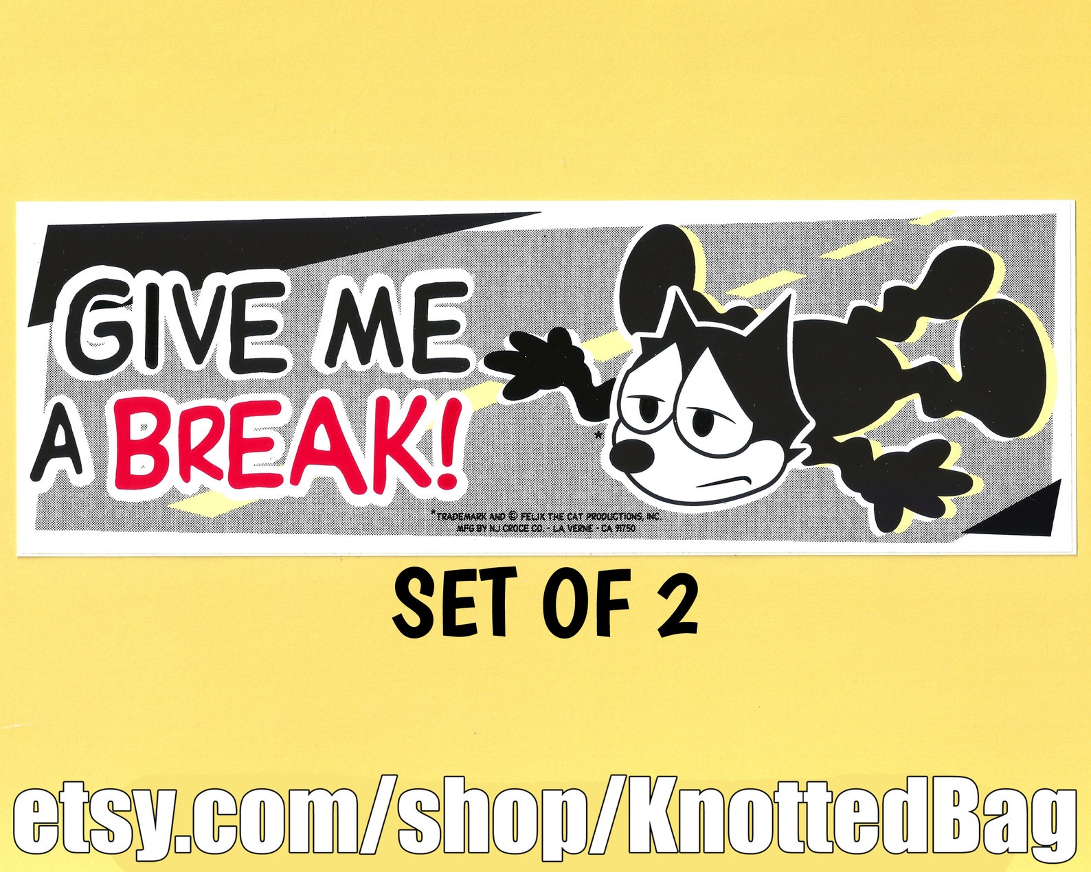 Felix the Cat Bumper Stickers 3 X 9 VINTAGE Cartoon Character ...