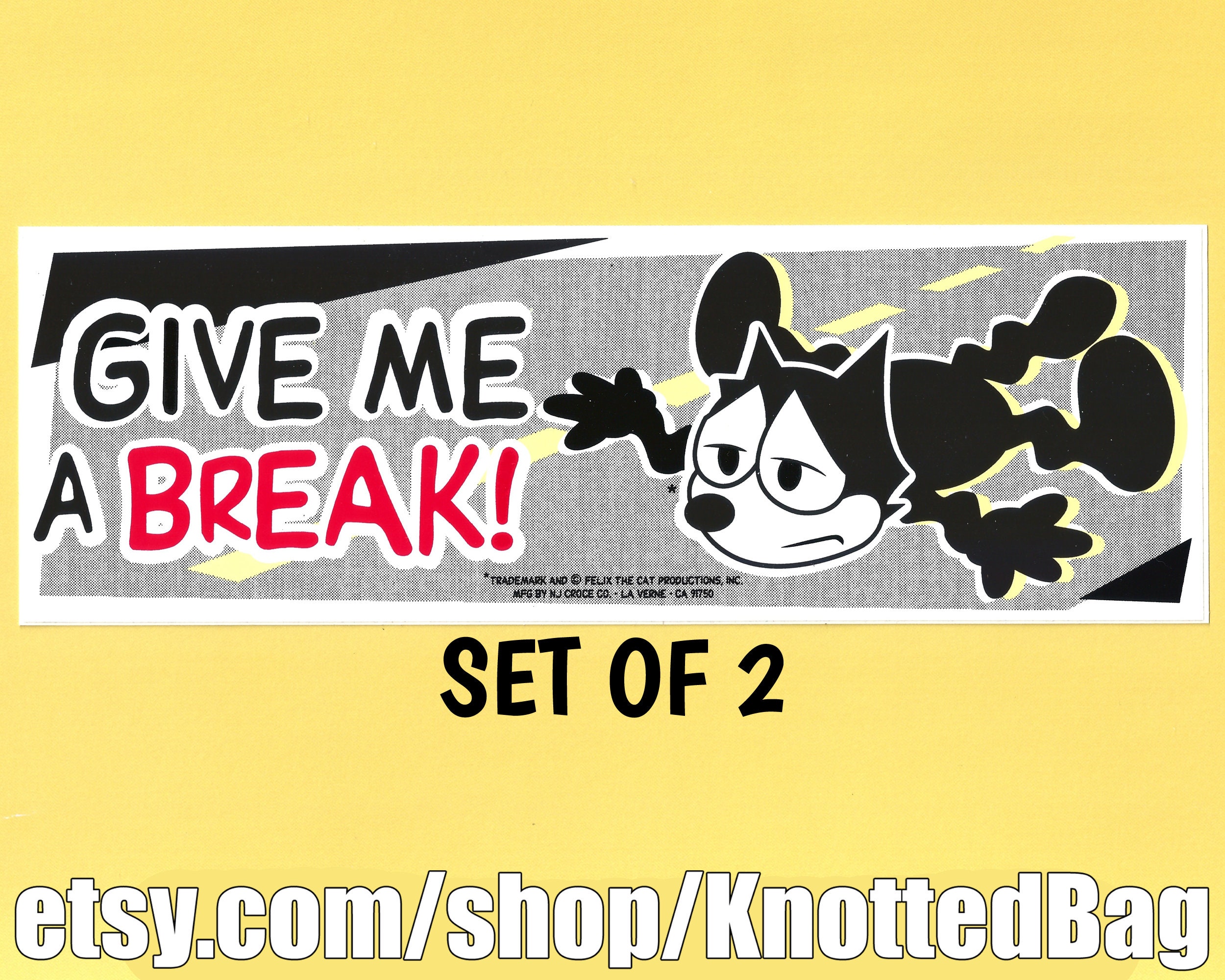Felix the Cat Bumper Stickers 3 X 9 VINTAGE Cartoon Character ...