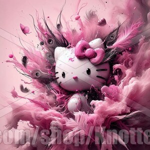 5 Pink Kitty Cat Computer Wallpapers AI Art Digital Download Images ...