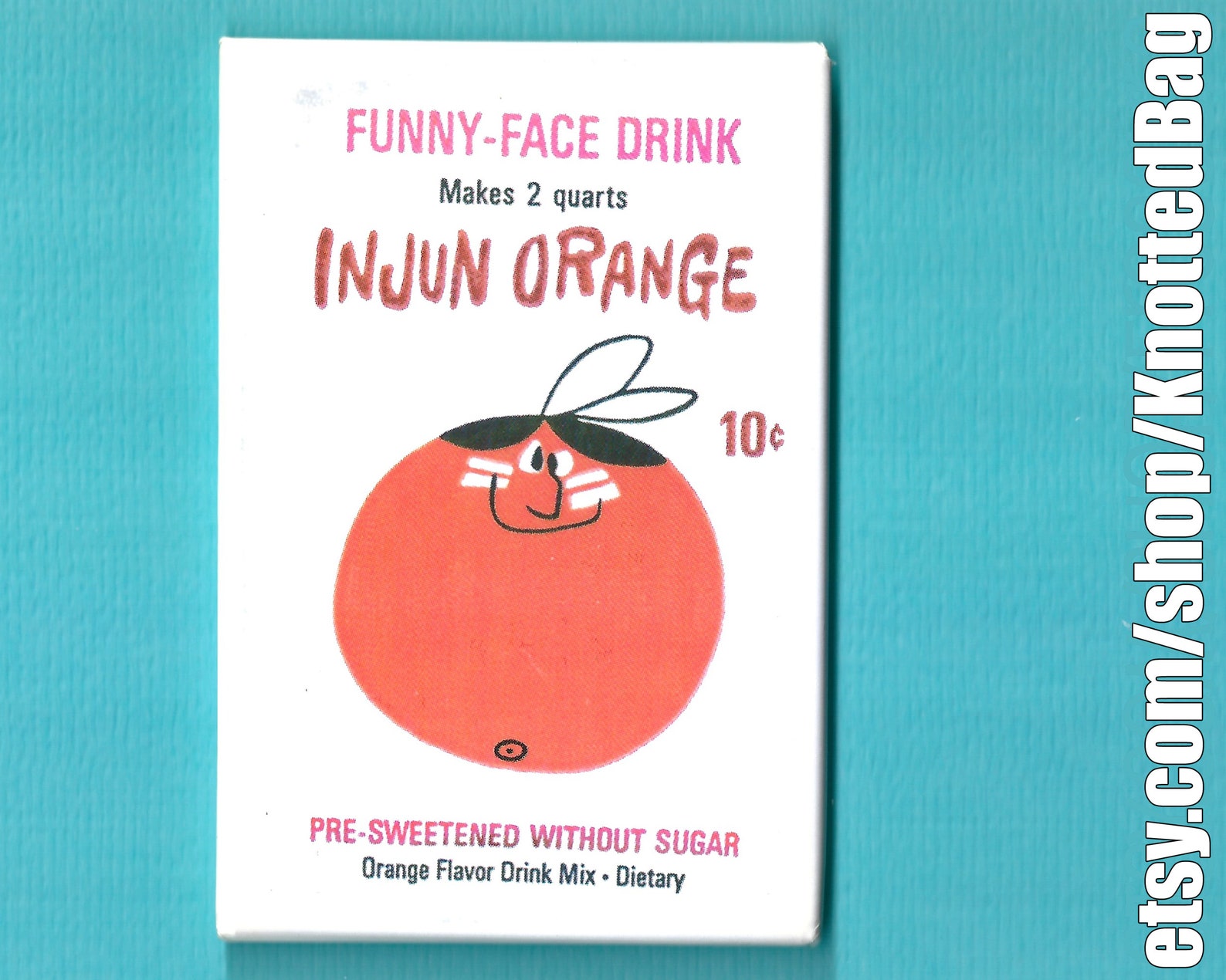 VINTAGE Injun Orange Magnet 2 1/8 X 3 1/8 Original FUNNY FACE 1990's ...