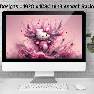 5 Pink Kitty Cat Computer Wallpapers AI Art Digital Download Images ...