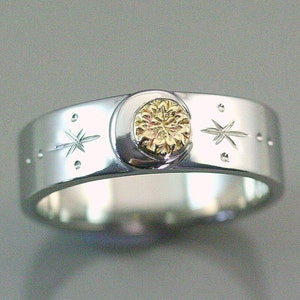 Men Moon and Sun Ring, Sun and Moon Crescent Silver Ring, Yin Yang Ring ...